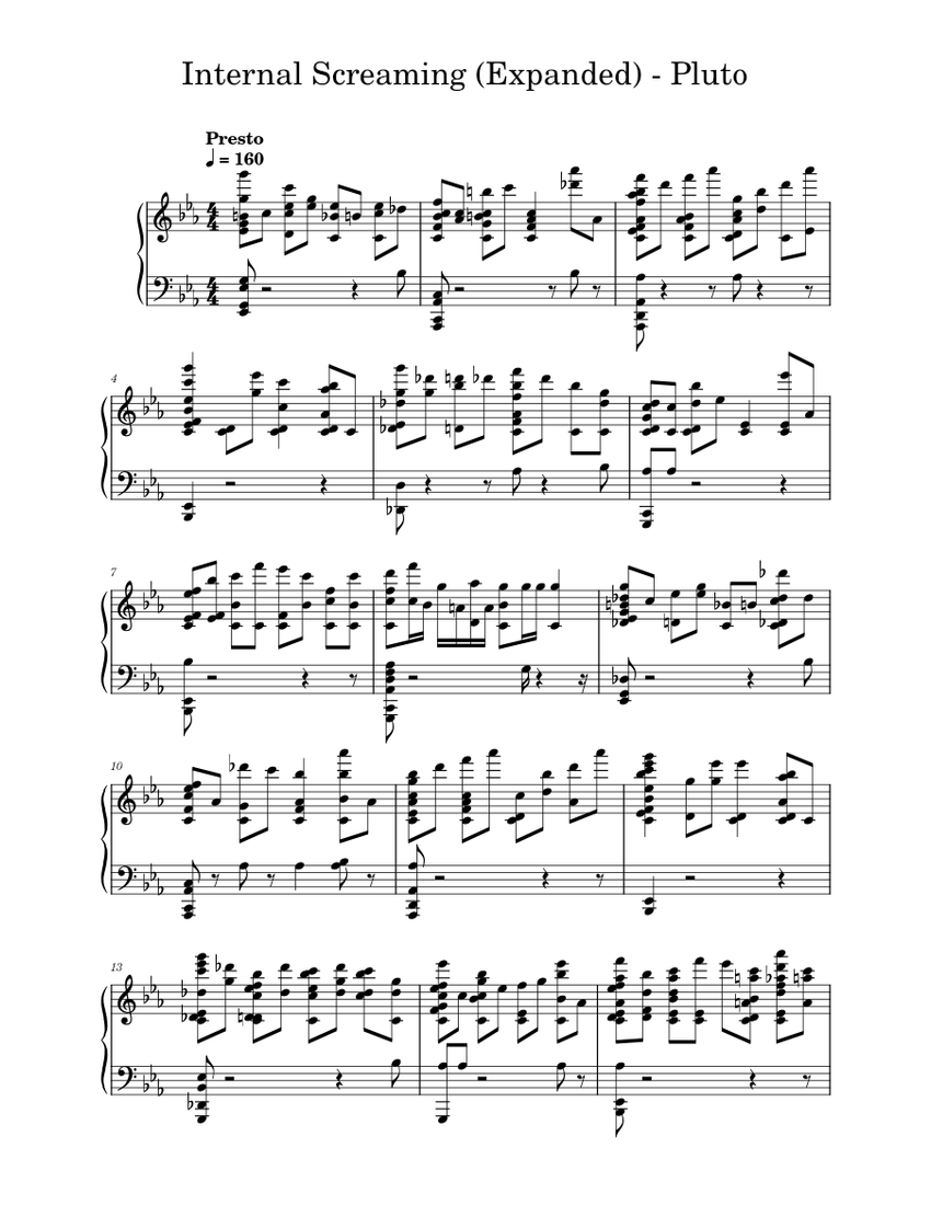 Internal Screaming (Expanded) - Pluto Sheet music for Piano (Solo ...