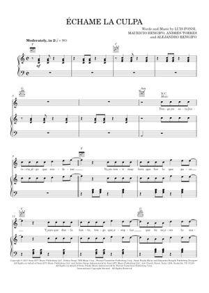 Play Official version of Échame la culpa Sheet Music by Luis Fonsi for ...