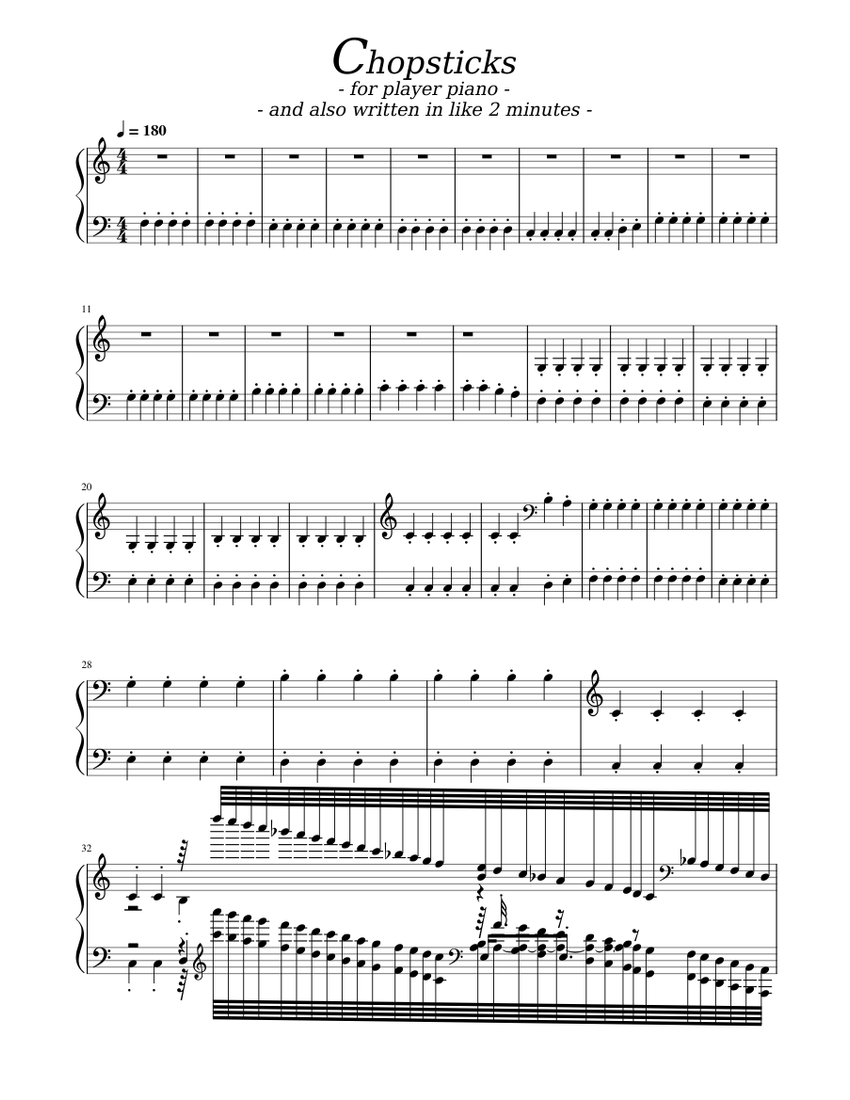 Chopsticks for Player Piano Sheet music for Piano (Piano Four Hand ...