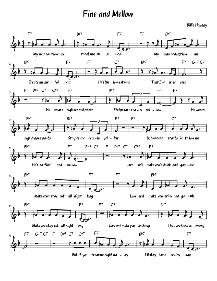 Fine and Mellow Sheet Music with Chords for Piano (Solo) easy ...