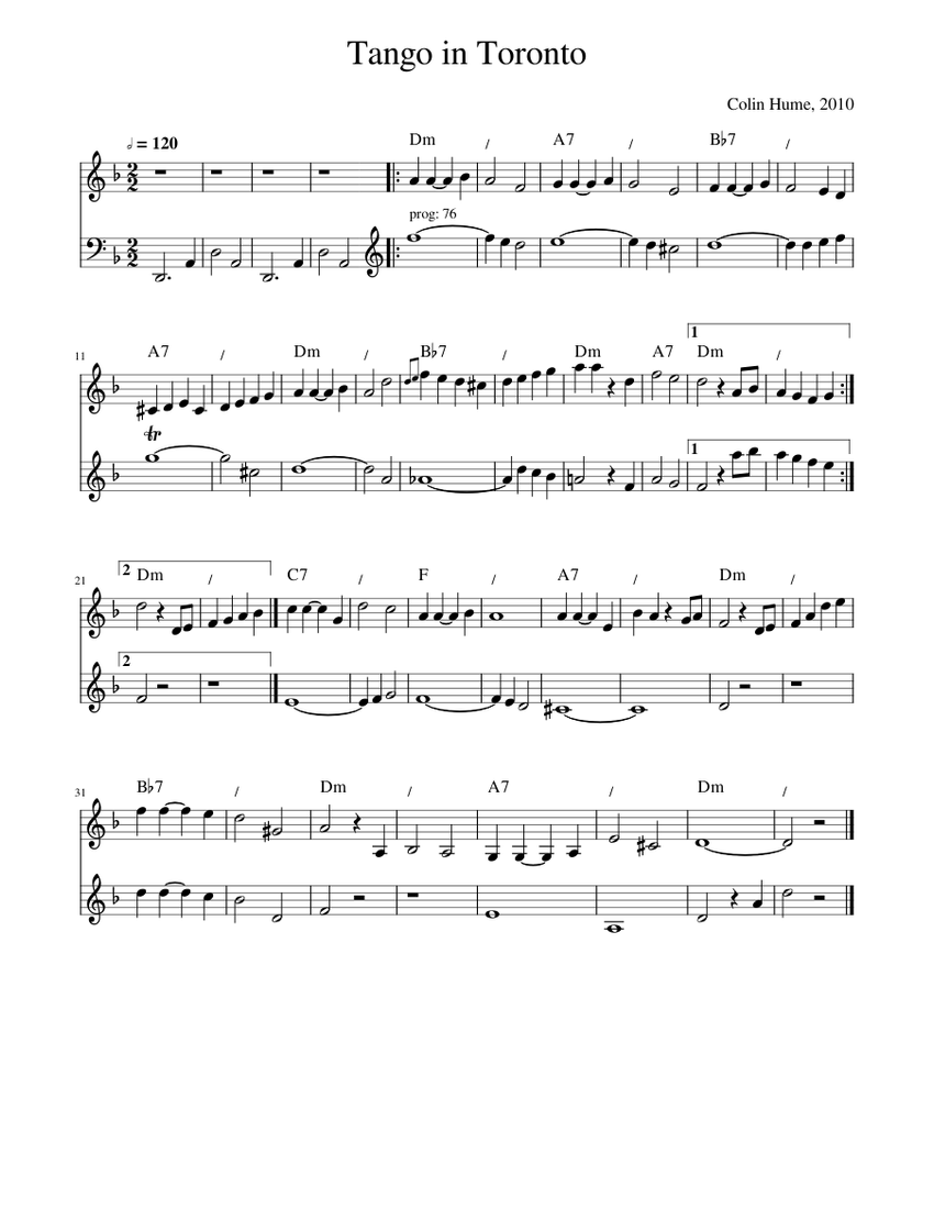 Colin Hume - Tango in Toronto Sheet music for Piano, Contrabass (Solo ...