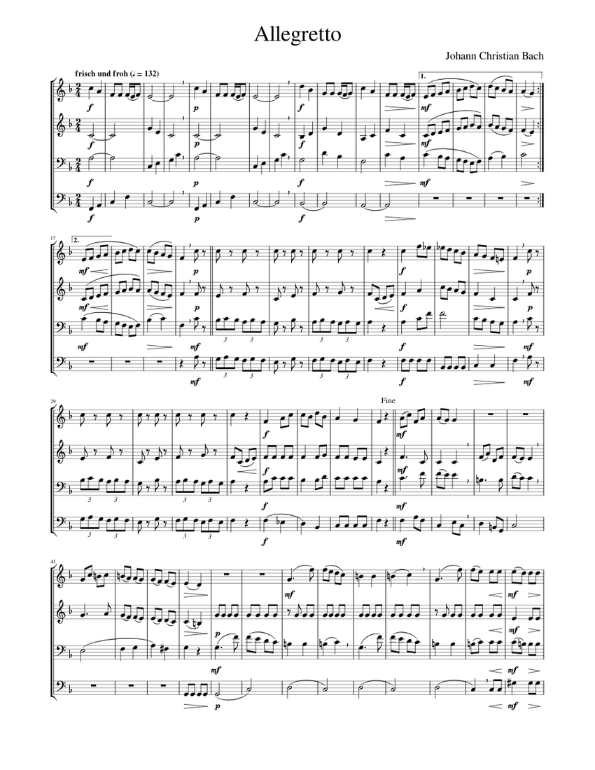 Allegretto Sheet music for Piano (Mixed Quartet) Easy | Musescore.com