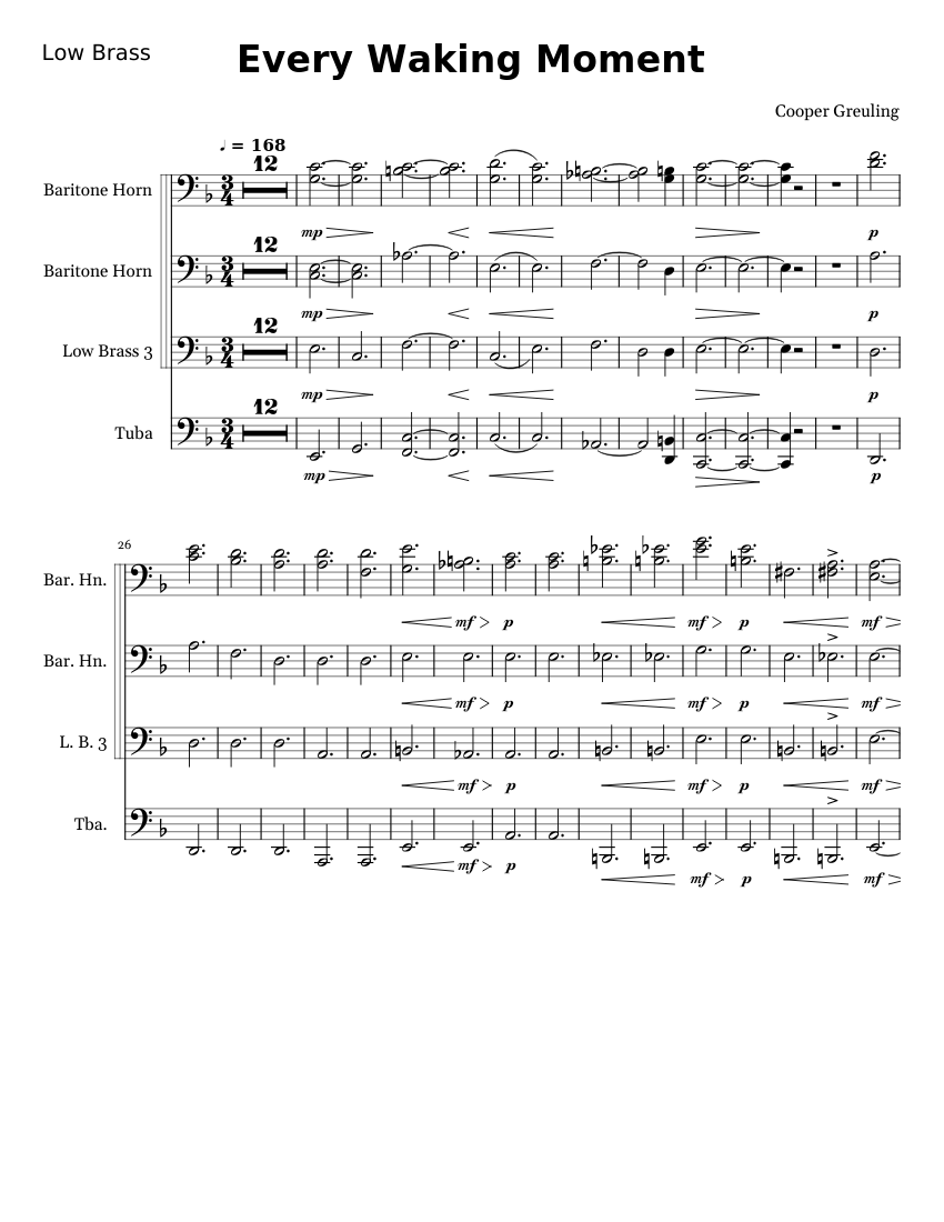 Every Waking Moment-Low Brass Sheet music for Euphonium, Tuba, Baritone ...