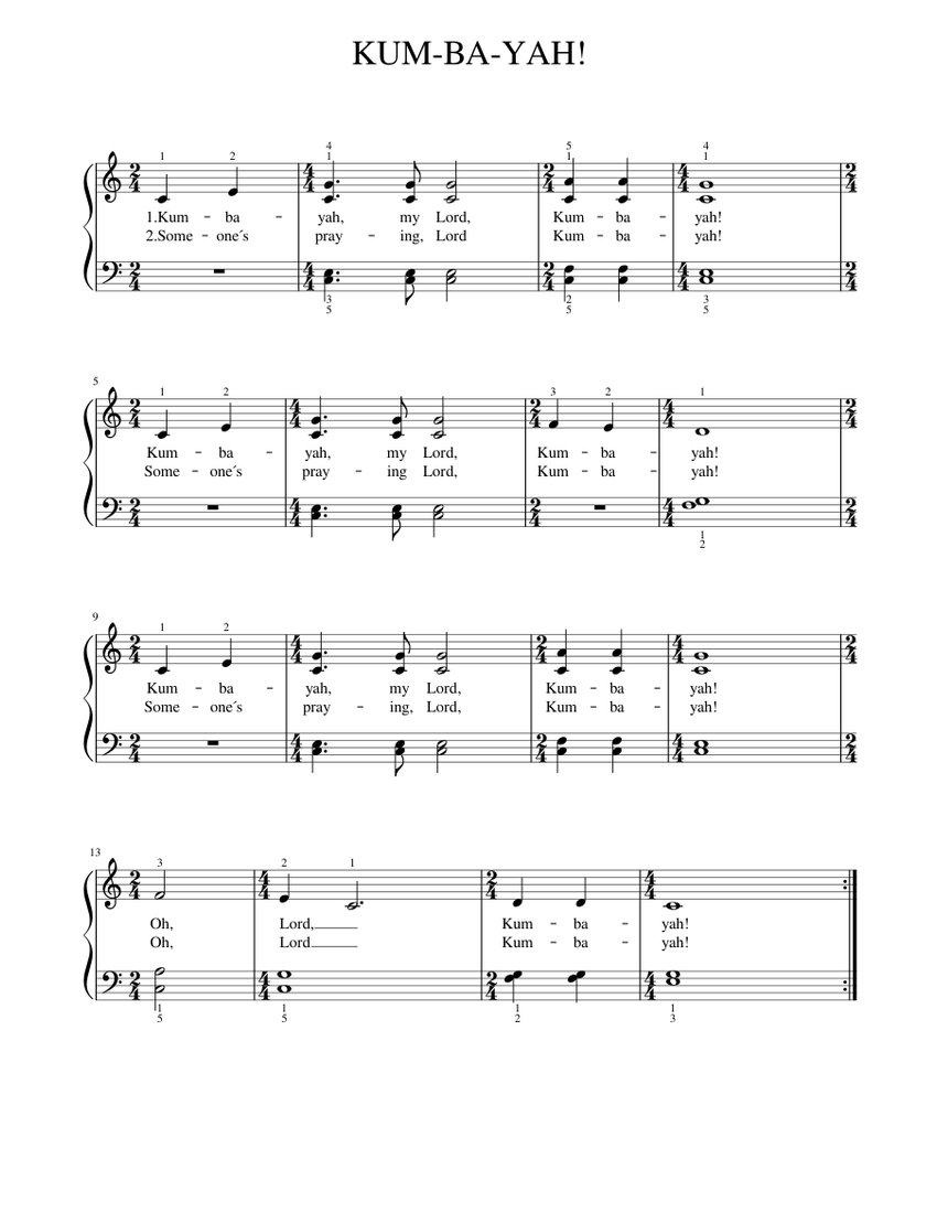 KUM-BA-YAH Sheet music for Piano (Solo) | Musescore.com