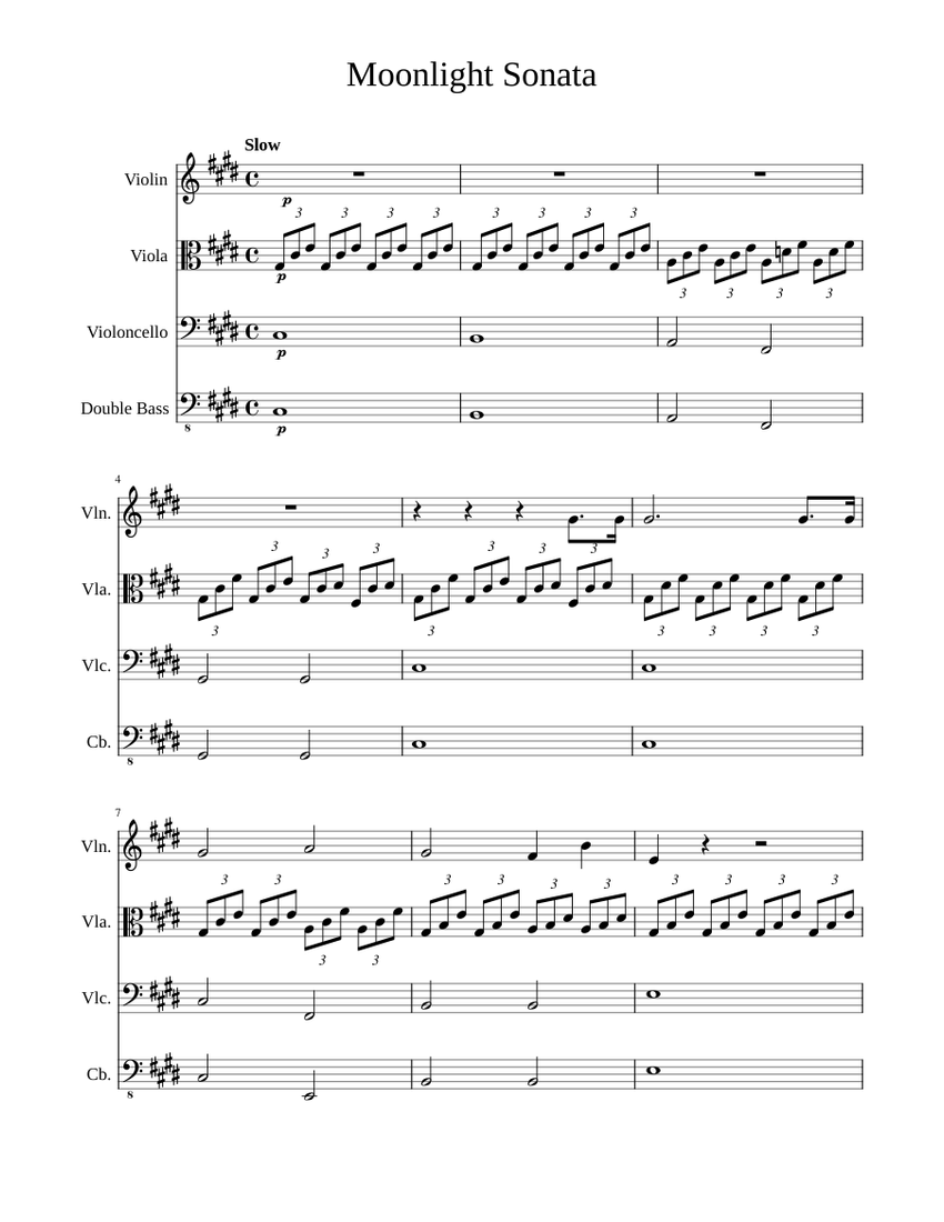 Moonlight Sonata Sheet music for Violin, Viola (String Duet ...