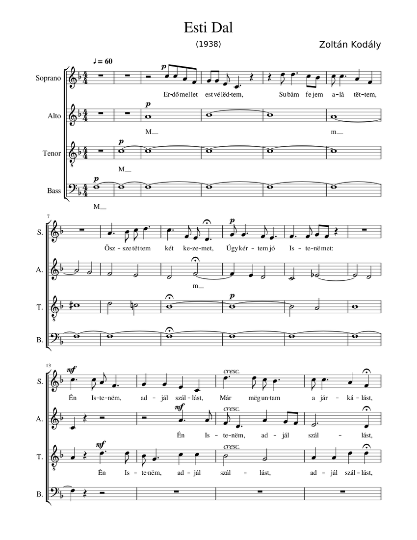 Esti Dal Sheet Music for Soprano, Alto, Tenor, Bass voice (Choral) | MuseScore.com