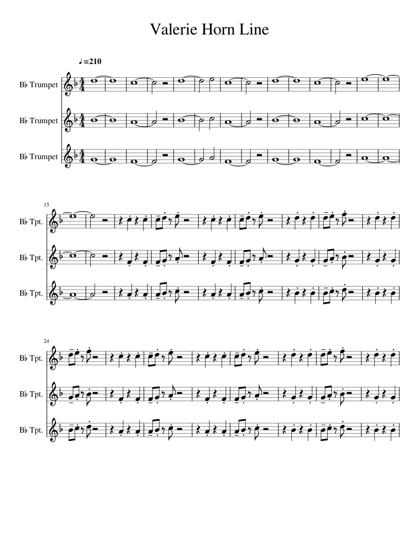 Valerie Horn Line Sheet Music for Trumpet in b-flat (Mixed Trio ...