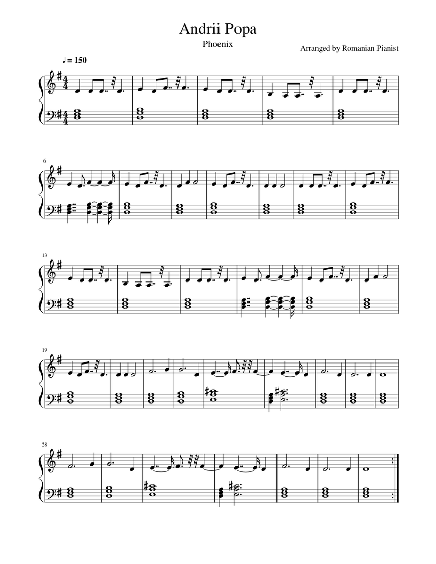Andrii Popa Sheet Music for Piano (Solo) Easy | MuseScore.com