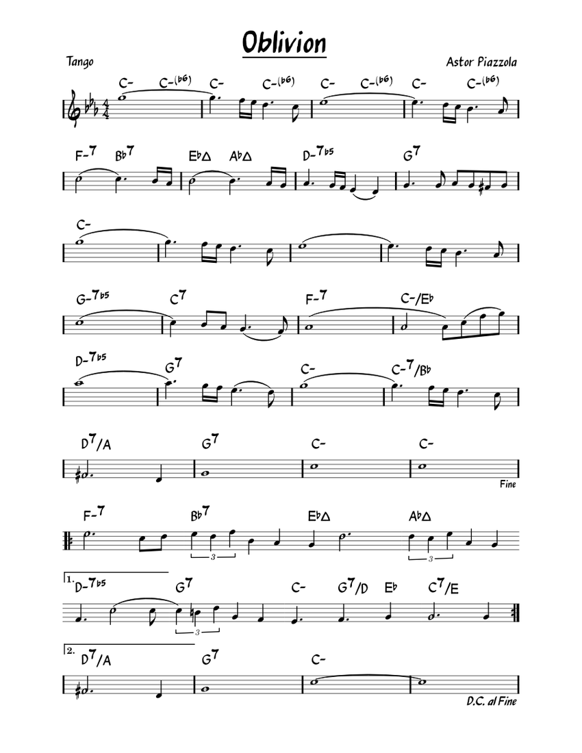 Oblivion – Astor Piazzolla Sheet music for Piano (Jazz Band ...