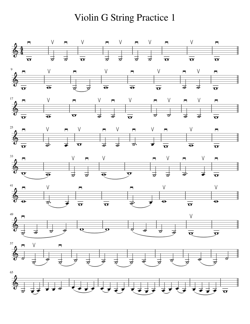 g strings notes violin