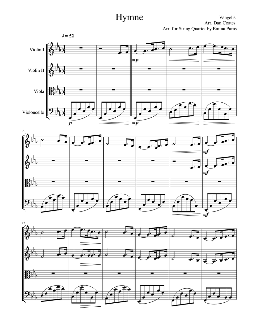 Hymne Sheet music for Violin, Viola, Cello (String Quartet) | Musescore.com