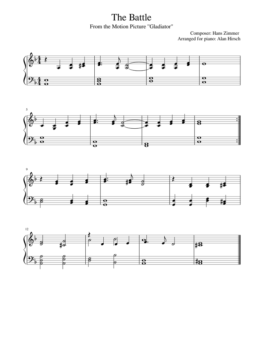 The Battle Sheet Music for Piano (Solo) Easy | MuseScore.com