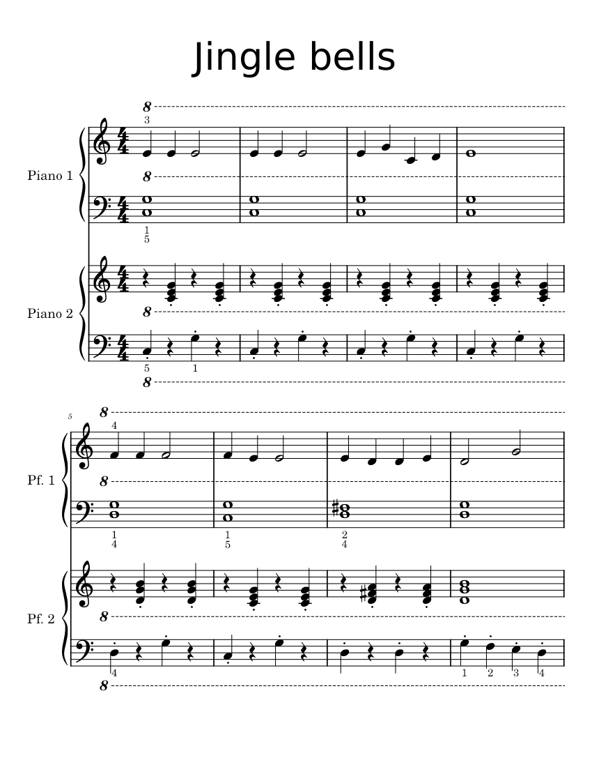 Jingle bells – Misc Traditional 4 hands EASY Sheet music for Piano ...