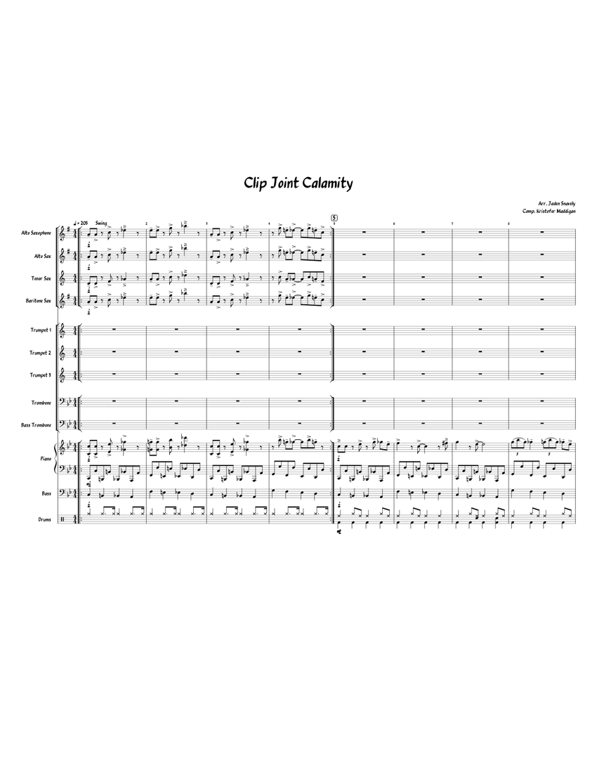 Clip Joint Calamity Sheet Music with Chords for Piano, Trombone ...
