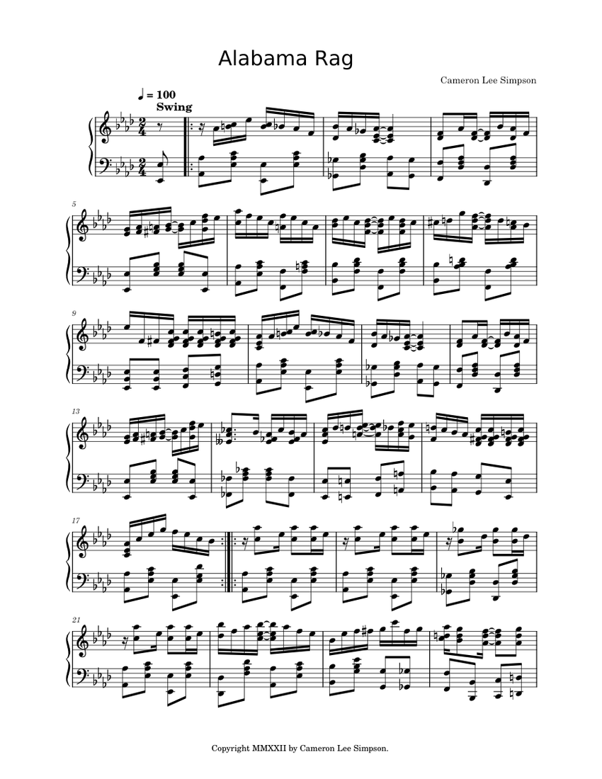 Alabama Rag Sheet music for Piano (Solo) | Musescore.com