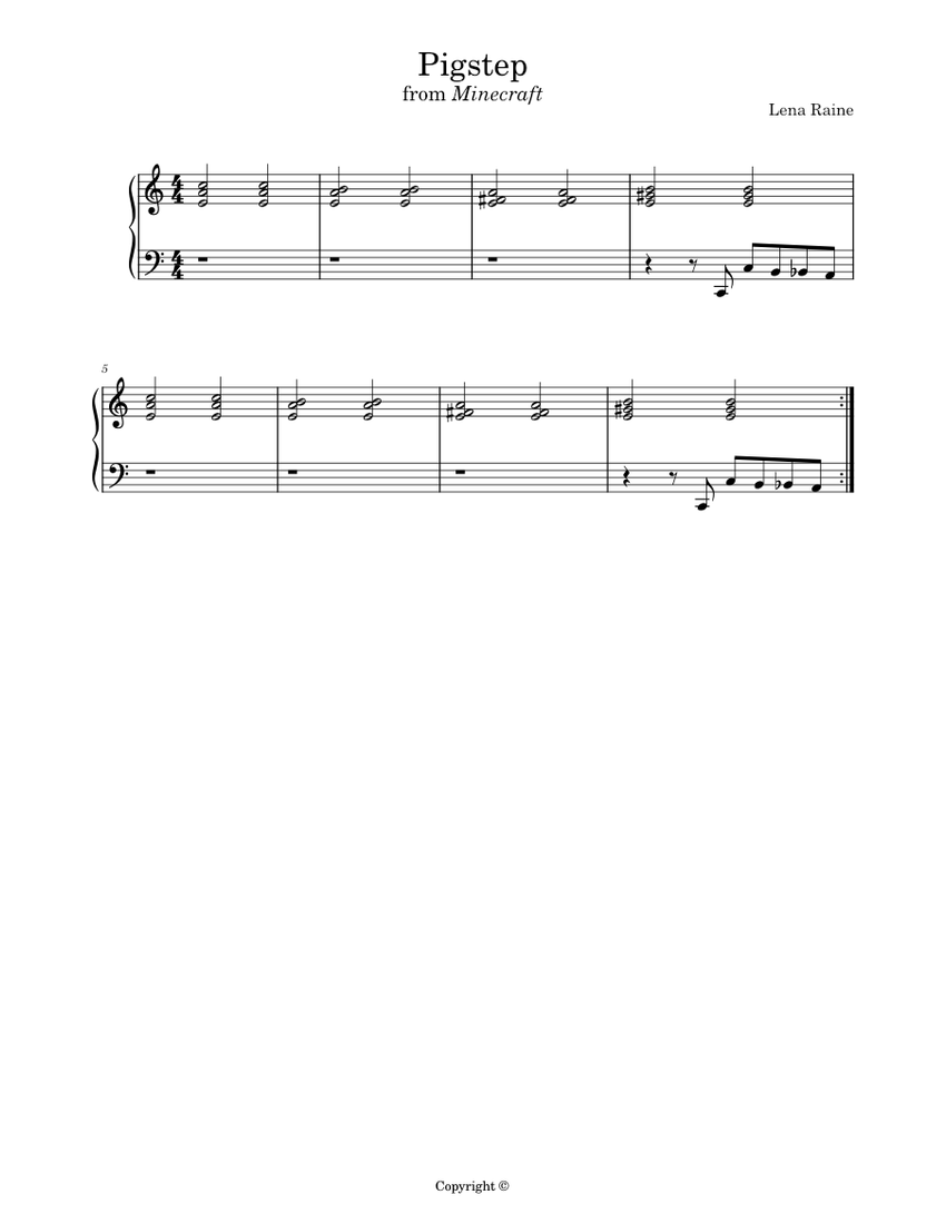 Pigstep – Lena Raine (Beginner) Sheet music for Piano (Solo) Easy ...