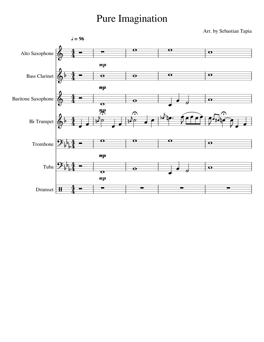 Pure Imagination Sheet music for Trombone, Tuba, Clarinet bass ...