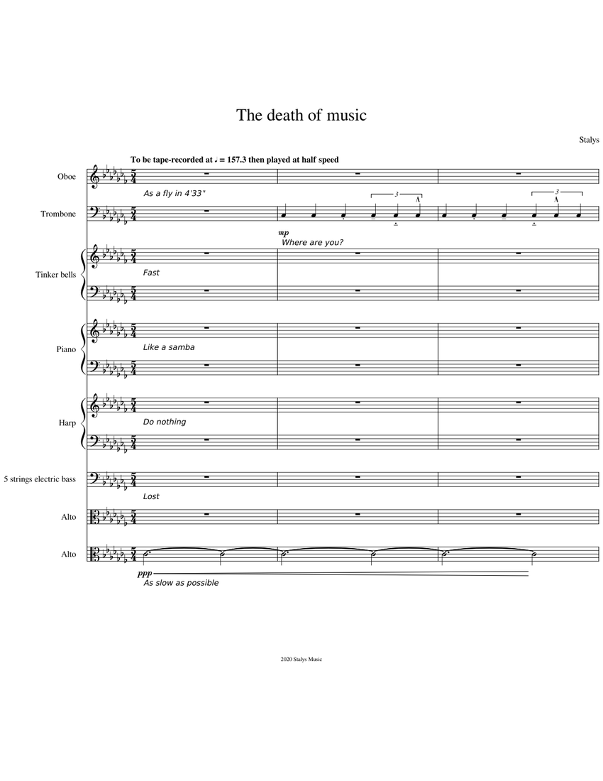 The Death of Music Sheet music for Piano, Trombone, Oboe, Viola & more ...