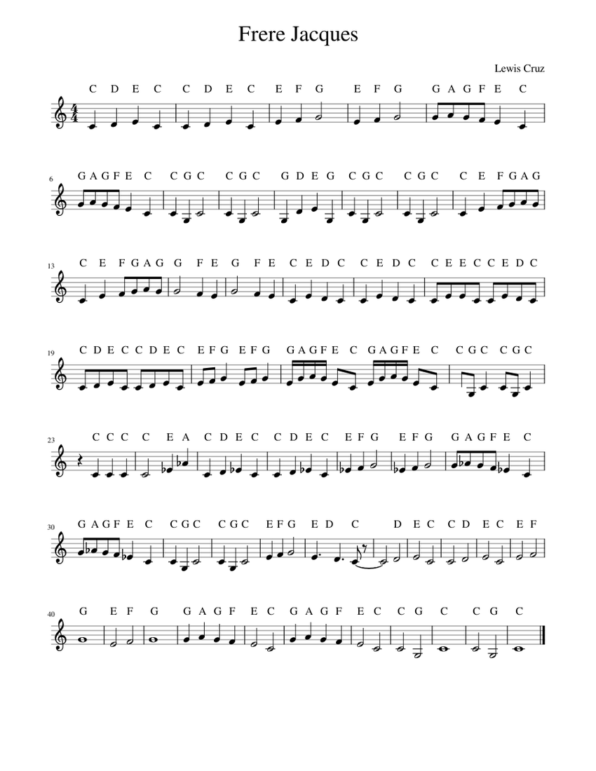 Frere_Jacques Sheet music for Piano (Solo) Easy | Musescore.com