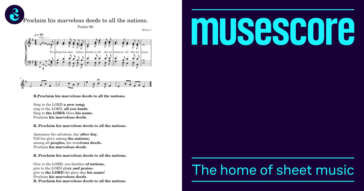 Proclaim his marvelous deeds to all the nations. Sheet Music for Harp ...