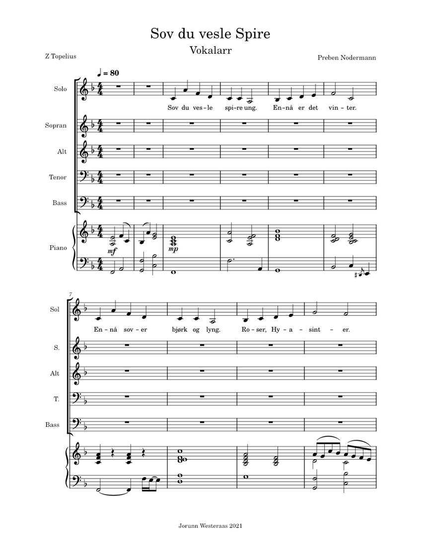 Solskinnsvise – Prebed Nodermann Solskinnsvise (Sov du vesle Spire) as ...