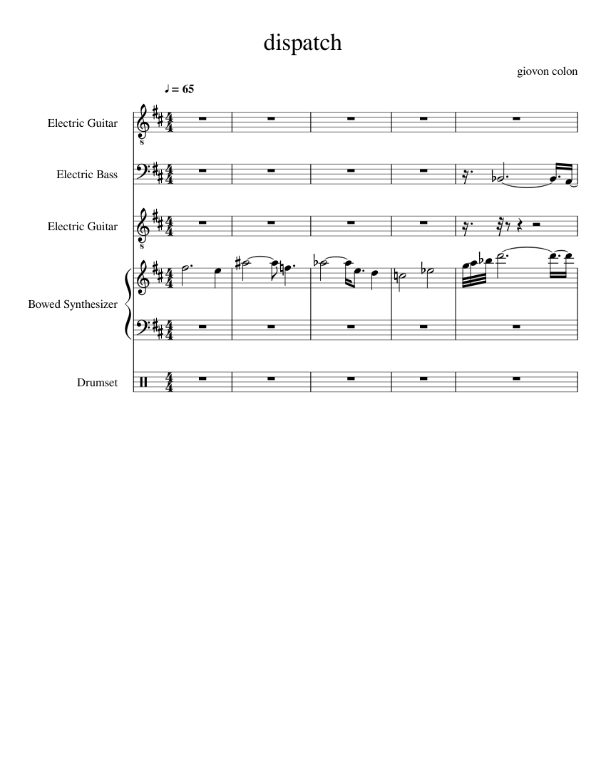 dispatch Sheet music for Guitar, Bass guitar, Drum group, Synthesizer ...
