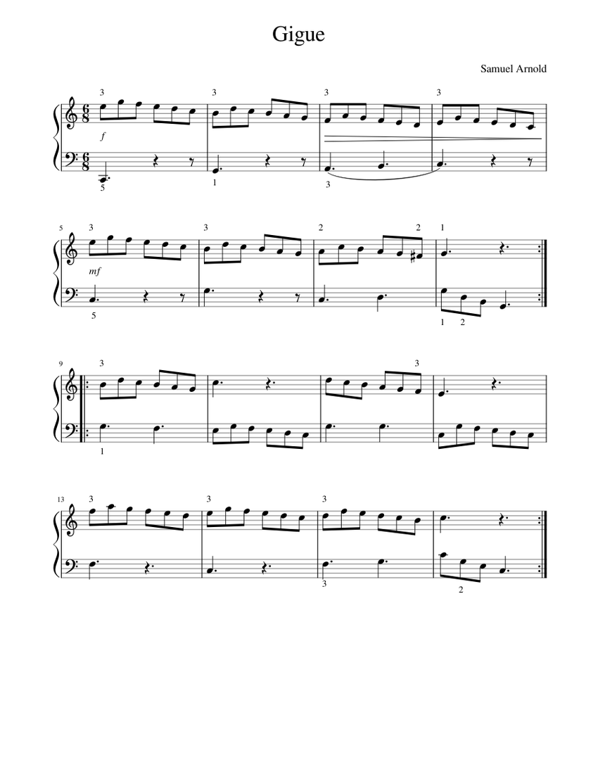 Gigue Sheet Music for Piano (Solo) Easy | MuseScore.com