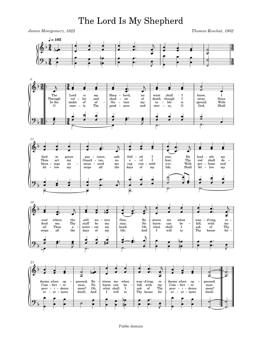 The Lord Is My Shepherd - Thomas Koschat Sheet Music for Piano (SATB ...