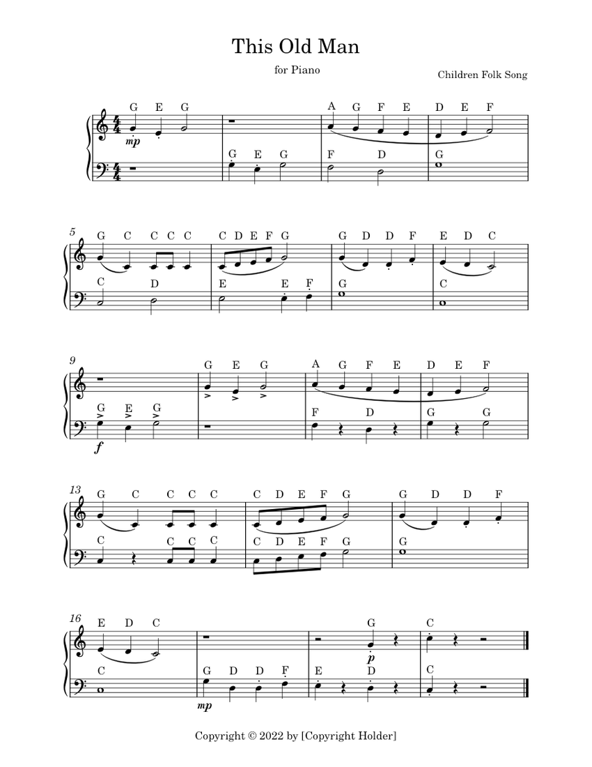 This old man – Misc tunes This Old Man Piano Sheet Music for Piano ...