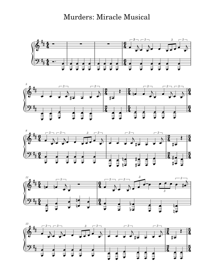 Murders – Miracle Musical (ミラクルミュージカル) Sheet Music for Piano (Solo ...