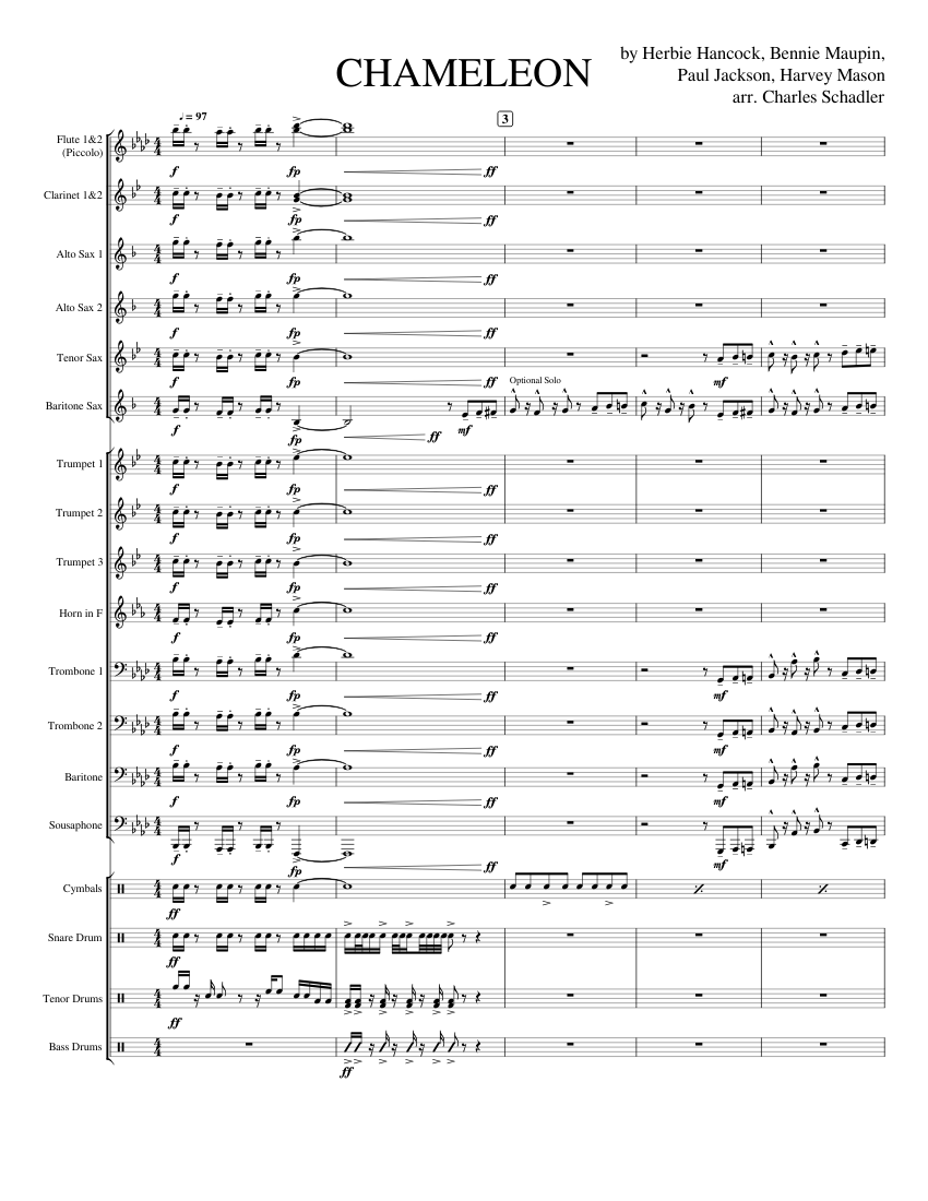 CHAMELEON Sheet music for Trombone, Saxophone alto, Trumpet in b-flat ...