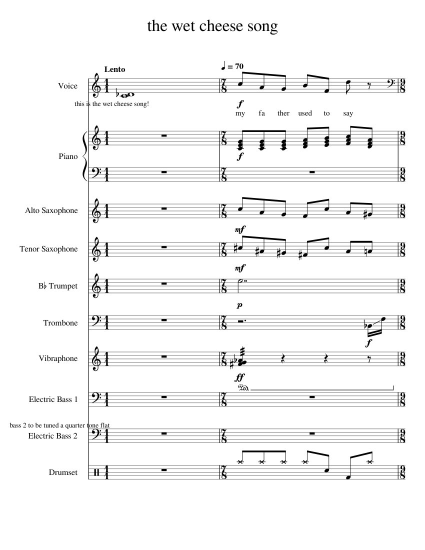 the wet cheese song Sheet music for Piano, Trombone, Vocals, Saxophone ...