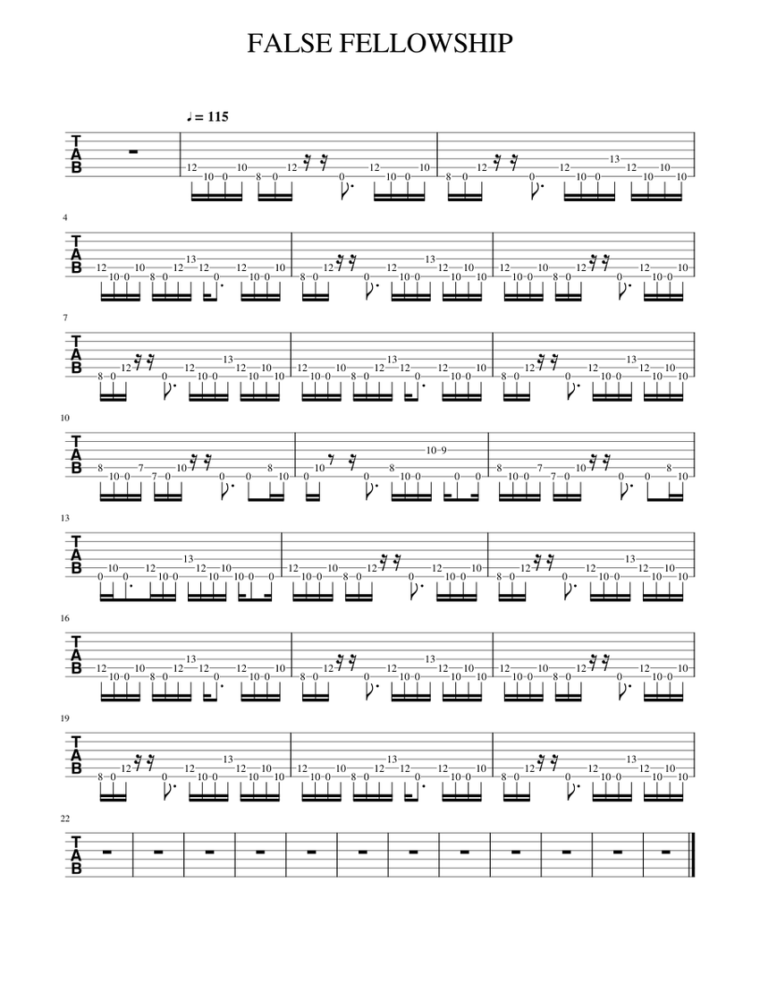 FALSE FELLOWSHIP Sheet music for Guitar (Solo) | Musescore.com