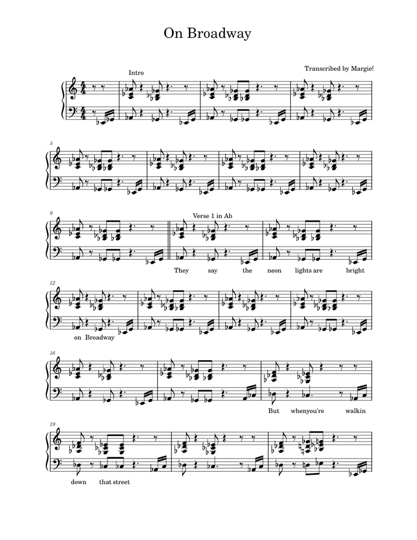 On Broadway 3 Keys FB Sheet music for Piano (A Capella) Easy ...