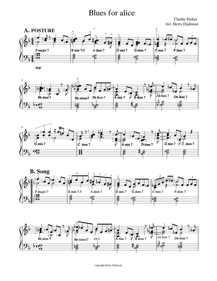 Blues for alice basic practice/Charlie Parker Sheet music for Piano ...