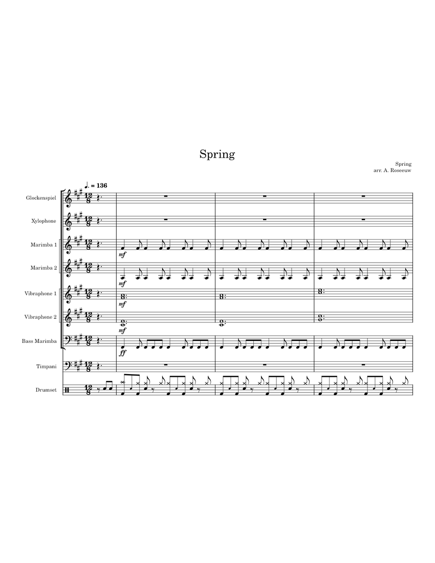 Spring – Spring Spring percusion ensemble Sheet music for Timpani ...