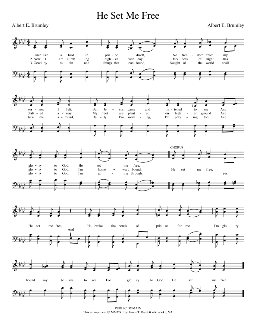 He Set Me Free Sheet Music for Piano (Solo) | MuseScore.com