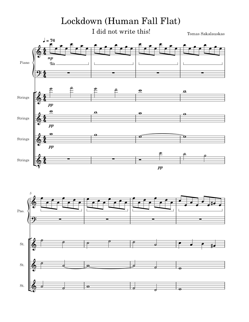Lockdown (Human Fall Flat) – Tomas Sakalauskas Sheet music for Piano ...
