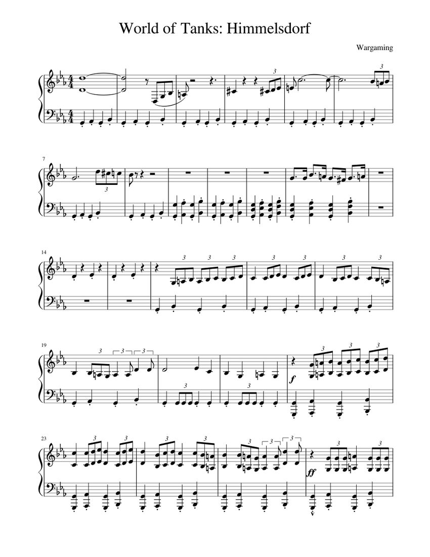World of Tanks - Himmelsdorf Sheet Music for Piano (Solo) easy ...