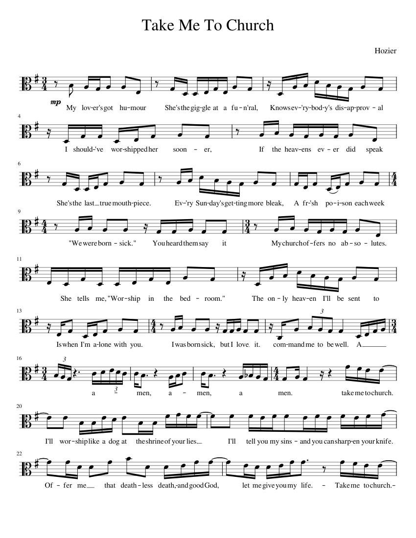 Take Me To Church Sheet Music for Viola (Solo) | MuseScore.com