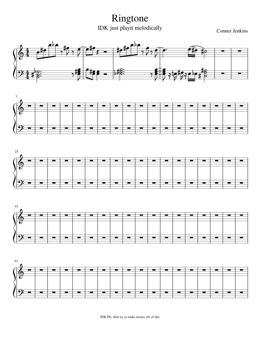 Ringtone Sheet music for Piano (Solo) | Musescore.com