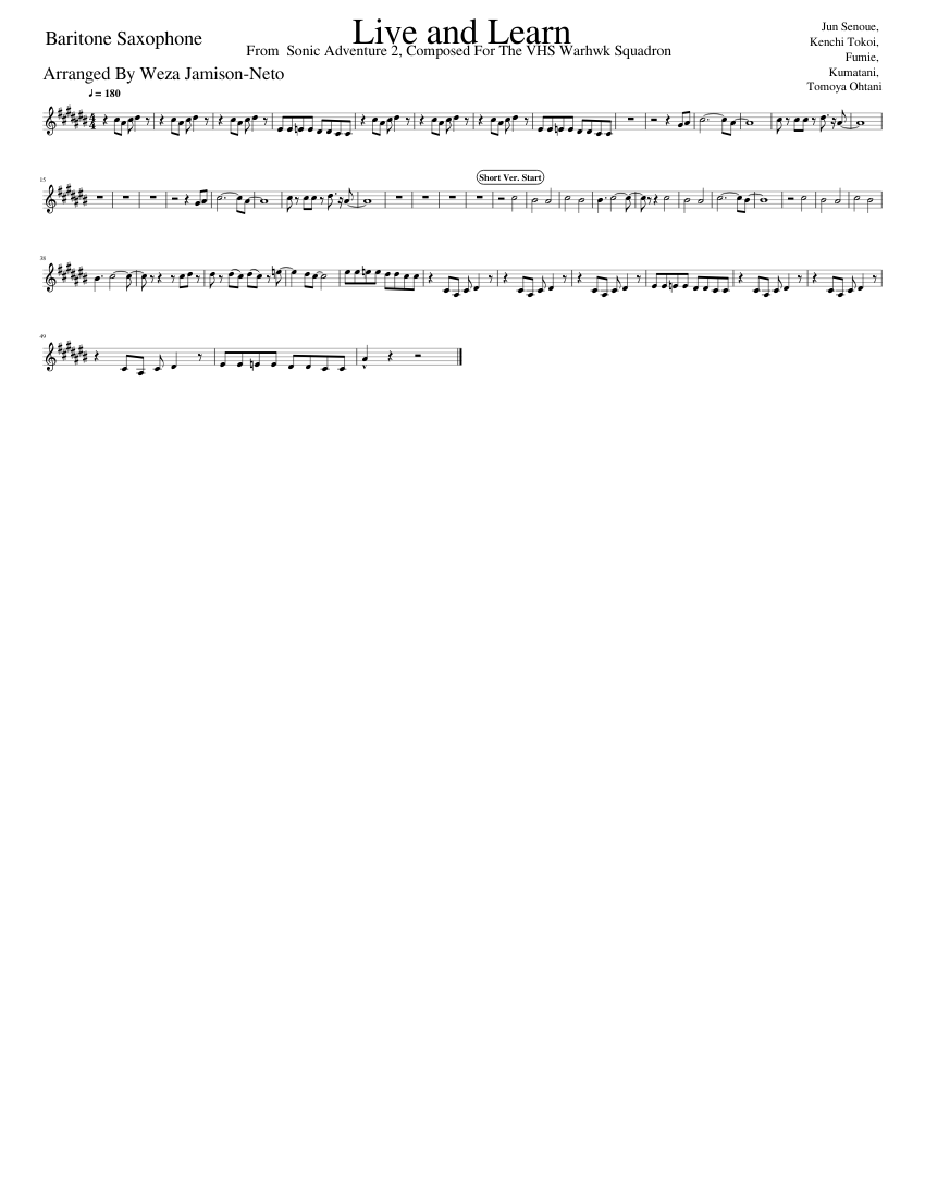 Live and Learn Sheet music for Saxophone baritone (Solo) | Musescore.com