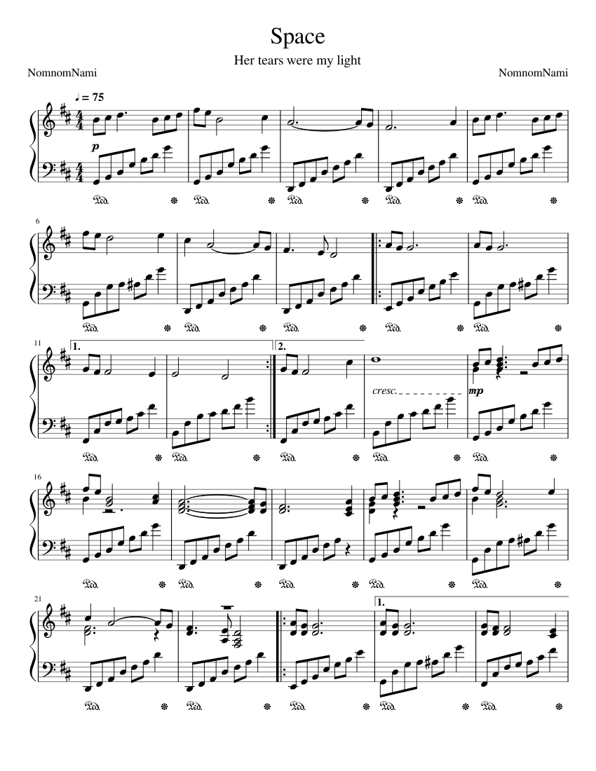 Space Sheet Music for Piano (Solo) Easy | MuseScore.com