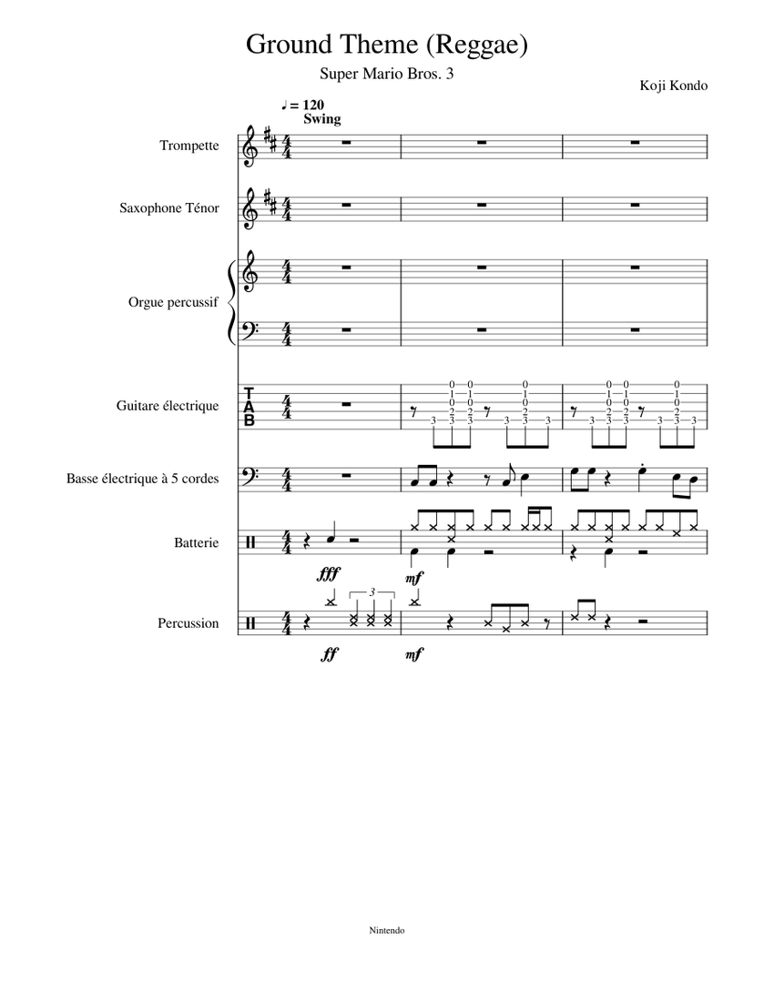Super Mario Bros. 3 - Ground Theme (Reggae) Sheet music for Organ ...