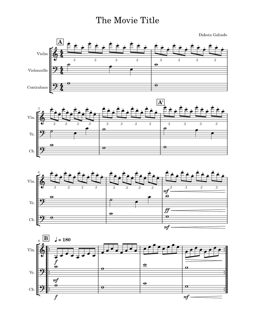 The FINAL DRAFT Sheet music for Contrabass, Violin, Cello (Mixed Trio ...