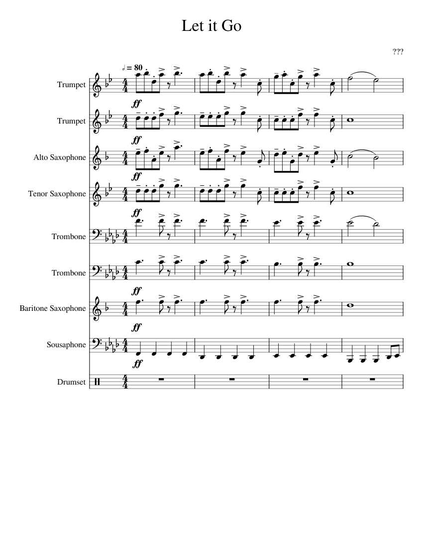 Let it Go full score (FML) Sheet music for Trombone, Saxophone alto ...