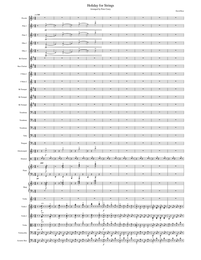 Holiday for Strings Sheet music for Piano, Trombone, Tuba, Flute ...