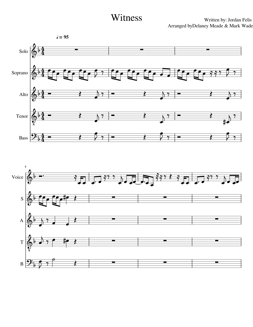 Witness Sheet music for Piano, Soprano, Alto, Tenor & more instruments ...