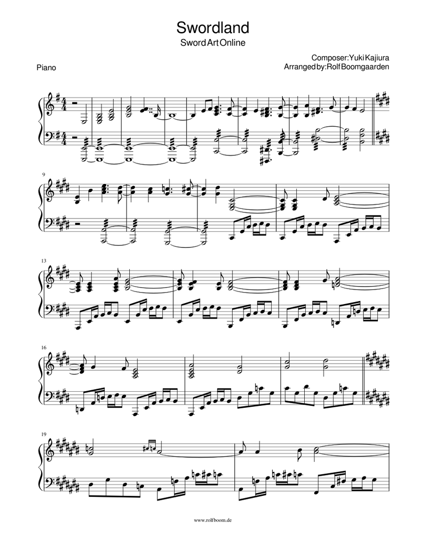 Sword Art Online_Swordland Sheet music for Piano (Solo) | Musescore.com