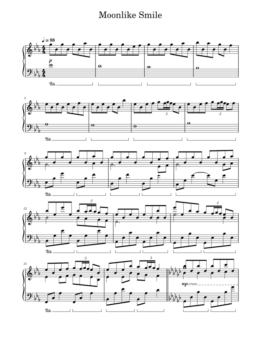 Moonlike Smile – Yu-Peng Chen Sheet Music for Piano (Solo) | MuseScore.com